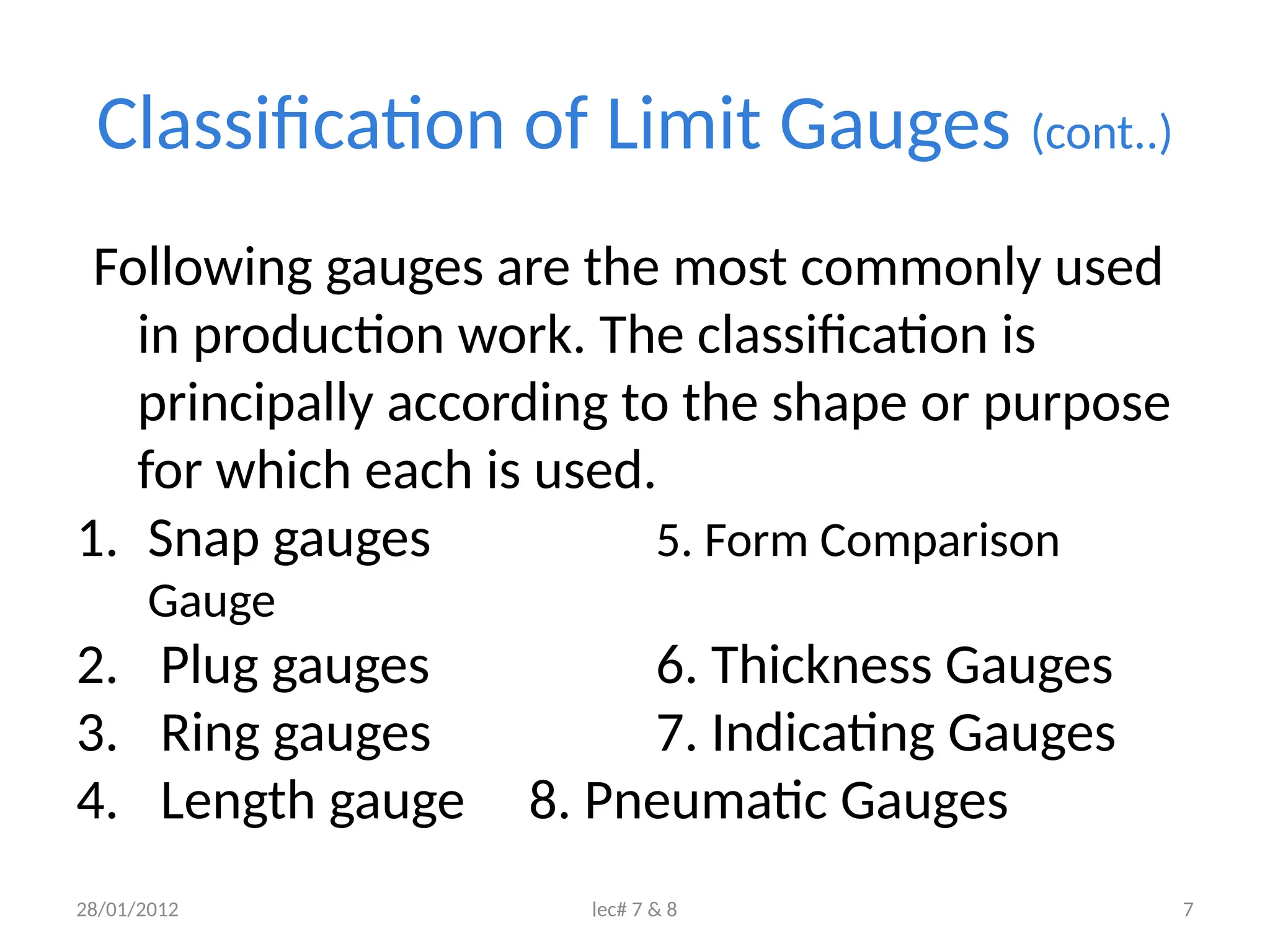 Classification of different types Gauges.ppt