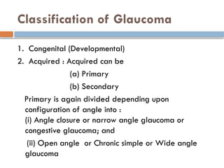 CLASSIFICATION OF GLAUCOMA (including Paediatric Glaucoma).pptx