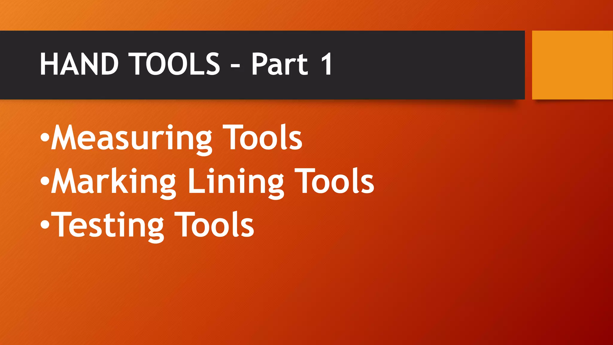 Classification of Hand Tools - PART 1 | PDF