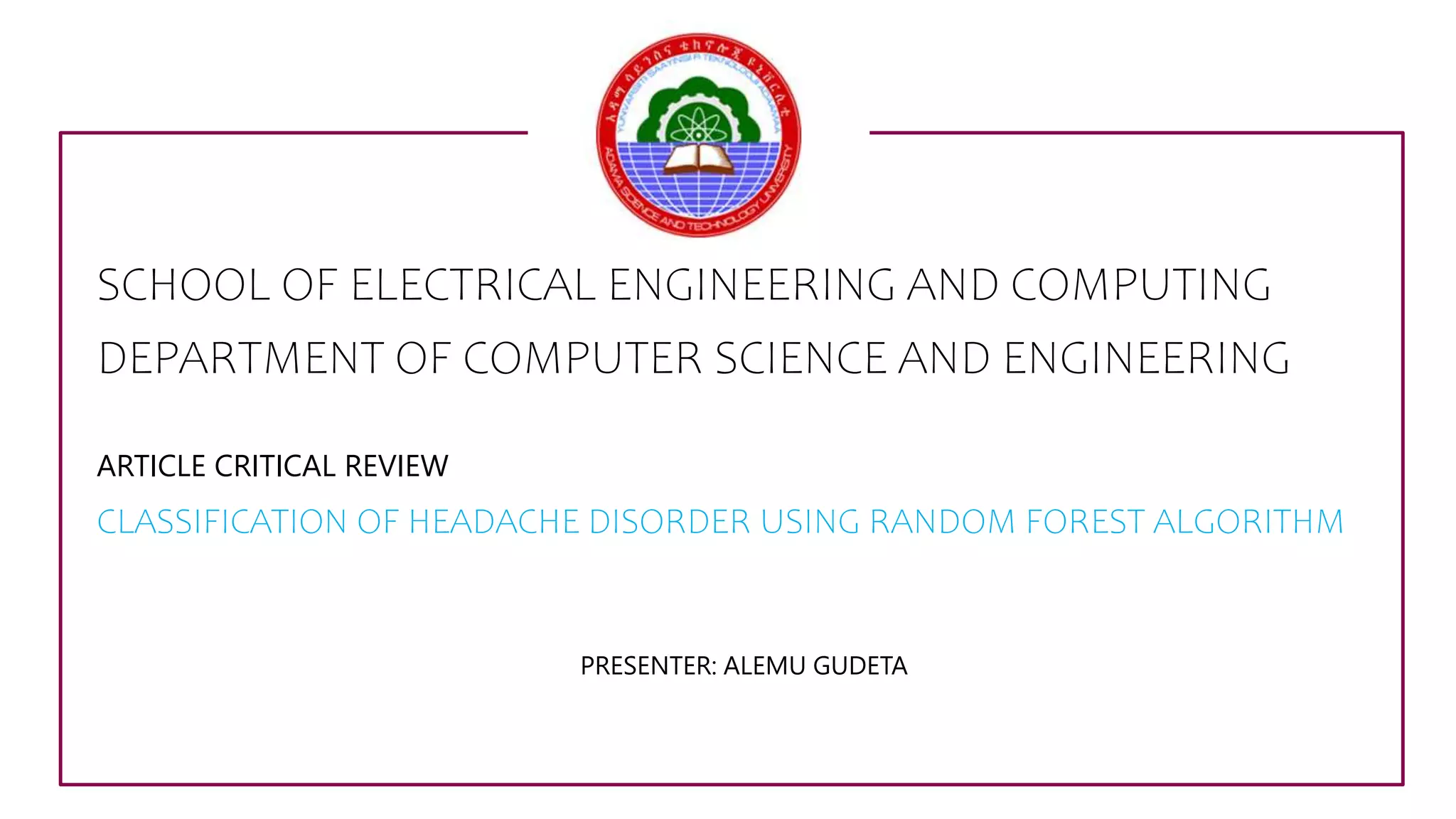Classification of Headache Disorder Using Random Forest Algorithm.pptx
