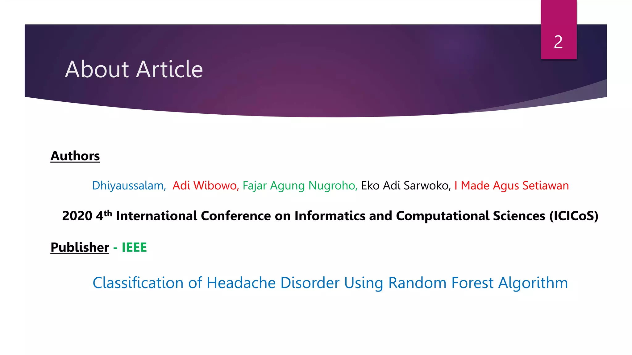 Classification of Headache Disorder Using Random Forest Algorithm.pptx
