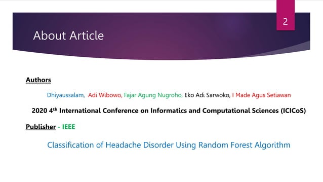 Classification of Headache Disorder Using Random Forest Algorithm.pptx