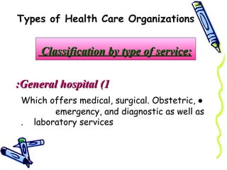 Classification of health care organizations | PPT