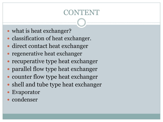 Classification of heat exchanger | PPTX