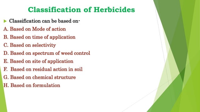 Classification of herbicides