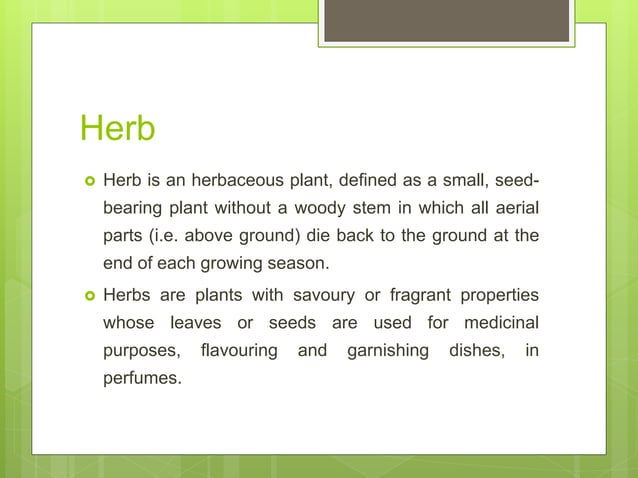 Classification of Herbs By Dr.M.Jothimuniyandi | PPT