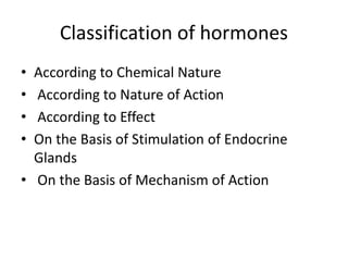 ENDOCRINE SYSTEM (Classification of hormones -4 Types) | PPTX