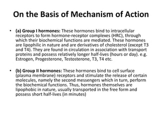 ENDOCRINE SYSTEM (Classification of hormones -4 Types) | PPTX