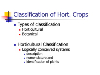 Classification of Horticultural Crops | PPT
