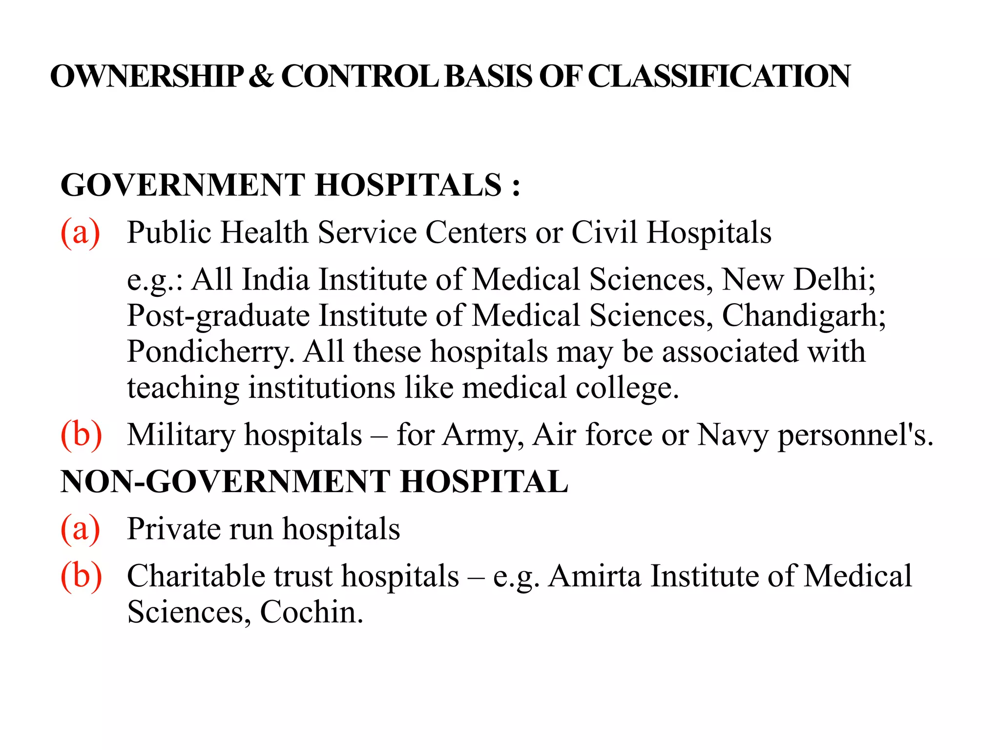 Classification of hospital ashmi | PPT