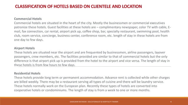 Classification of Hotel | PDF