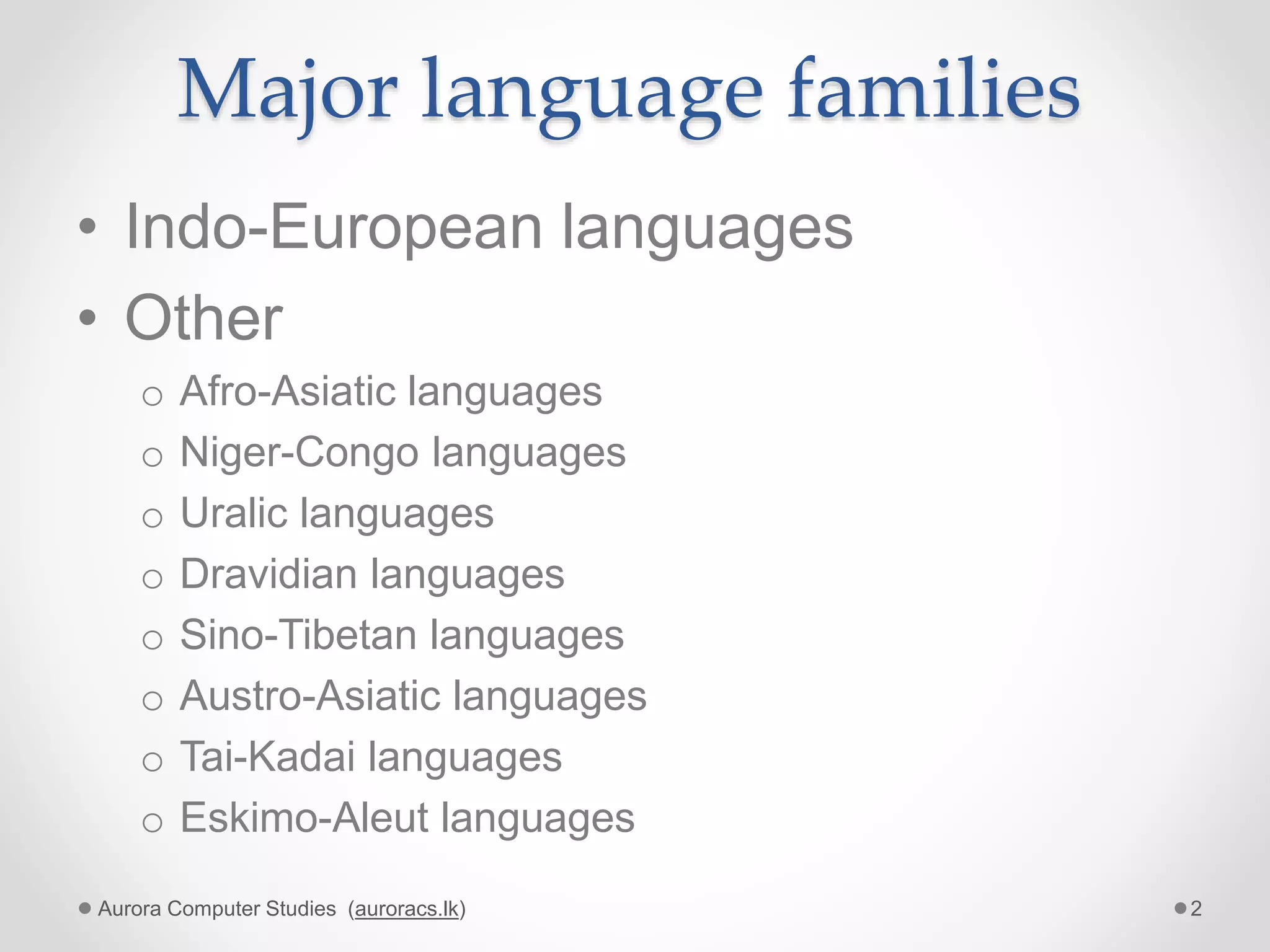 Classification of human languages | PPT