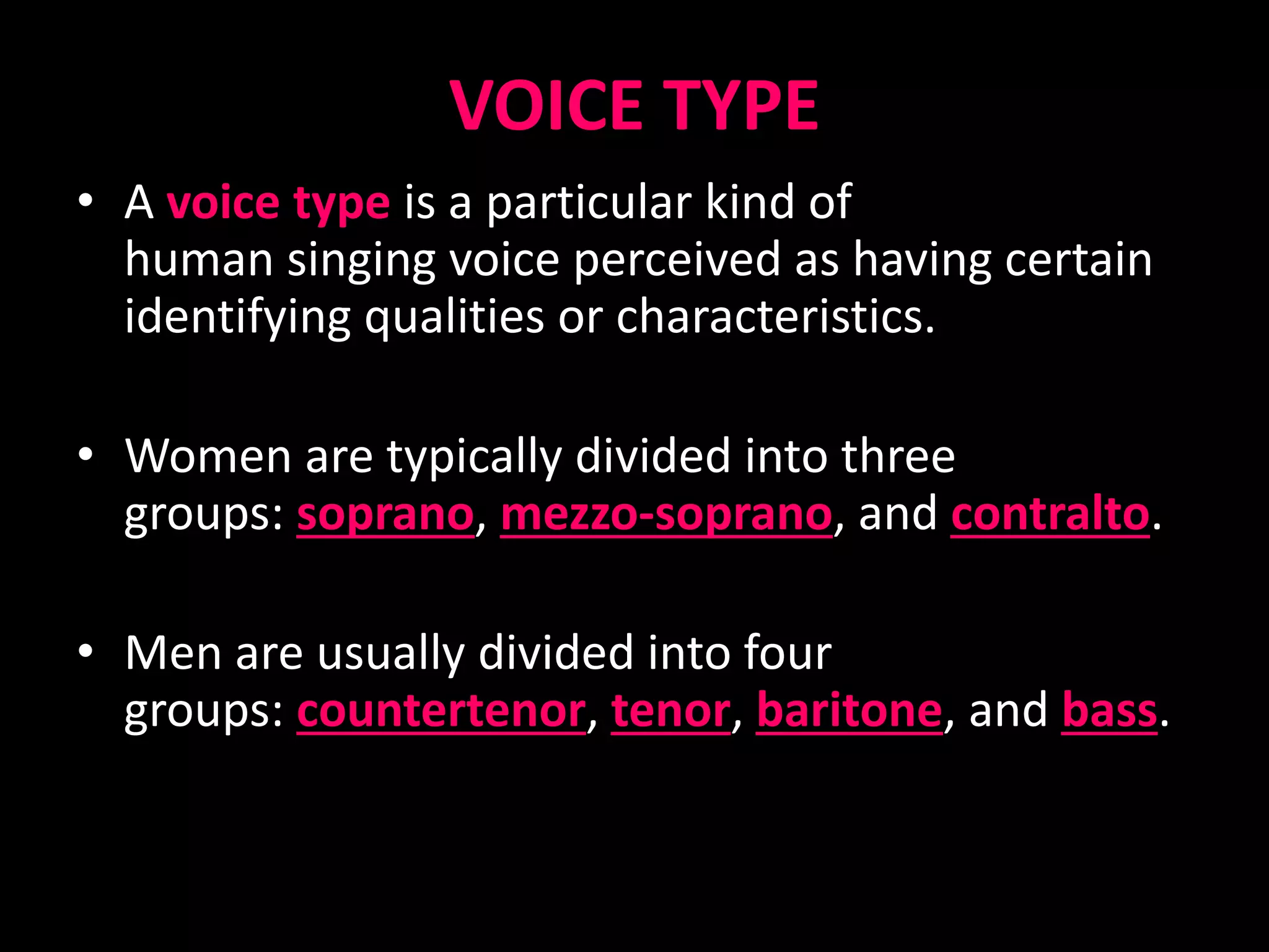 Classification of human voice | PPTX