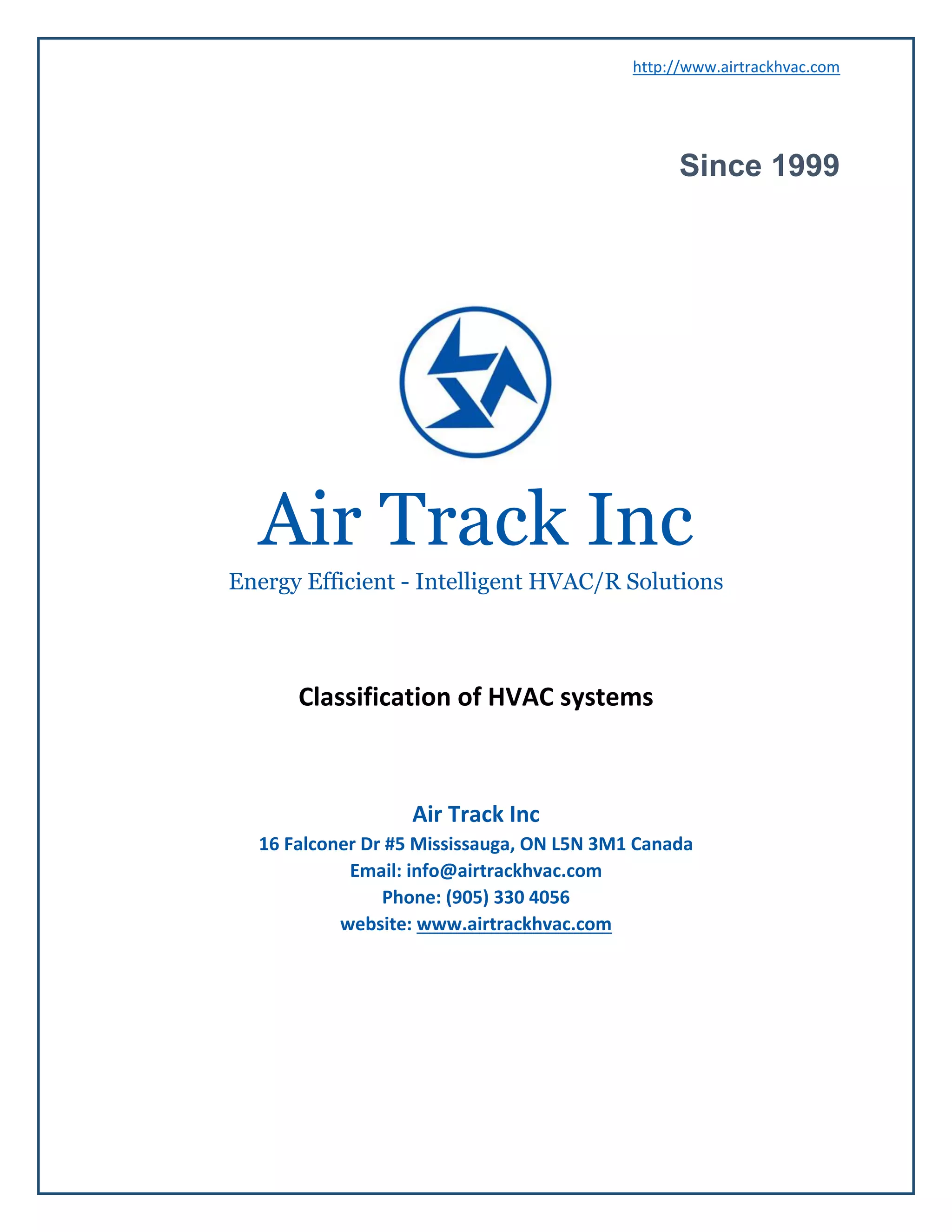 Classification of hvac systems | PDF | Indoor Environmental Quality ...