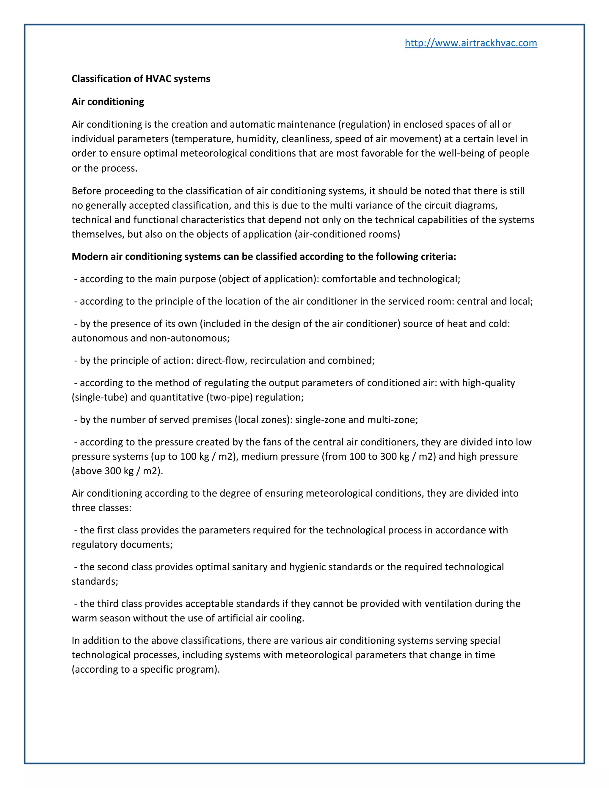 Classification of hvac systems | PDF