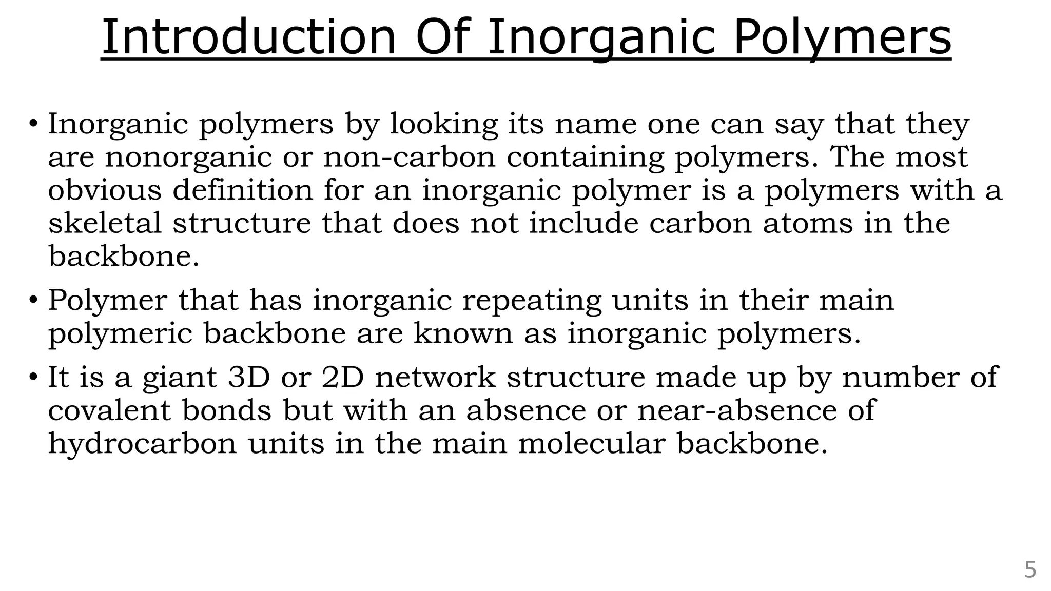 Classification of inorganic polymers | PPTX