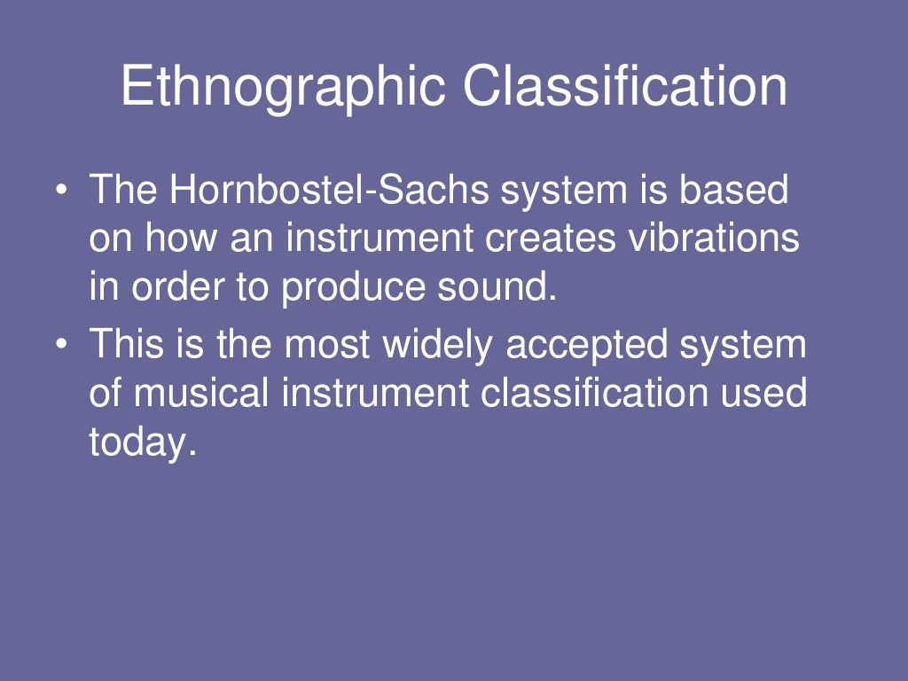 Classification of instruments