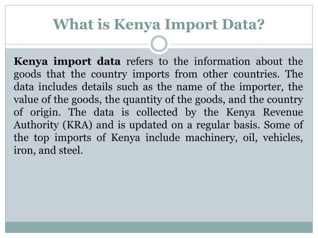 Classification of Kenya Import Export Data | PPTX
