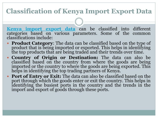 Classification of Kenya Import Export Data | PPTX