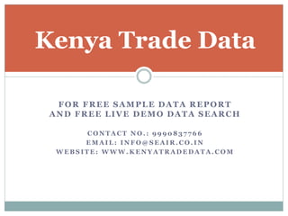 Classification of Kenya Import Export Data | PPTX