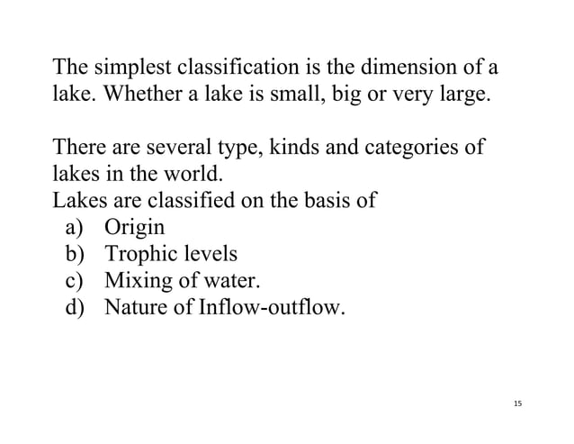 Classification of lakes | PDF