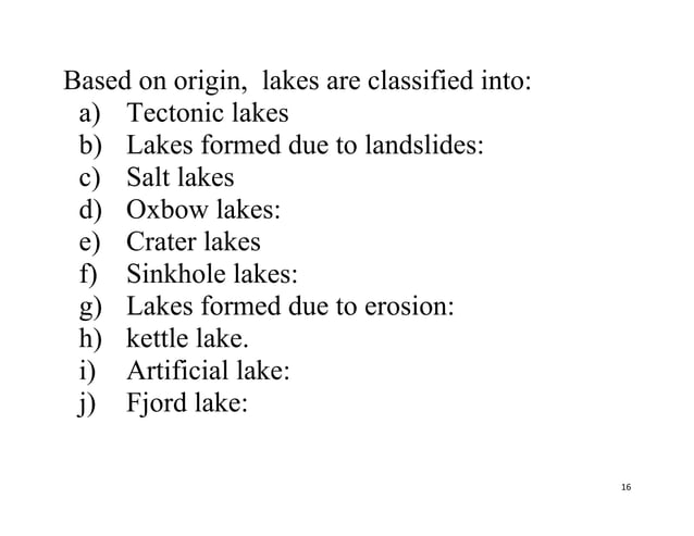 Classification of lakes | PDF