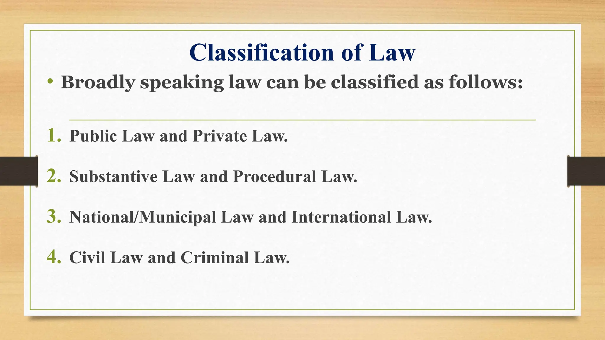 Classification of Law and its types present | PPTX
