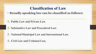 Classification of Law and its types present | PPTX