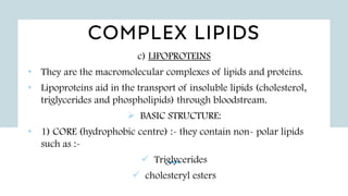classification of lipids. simple lipids, complex lipids and derived ...