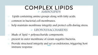 classification of lipids. simple lipids, complex lipids and derived ...