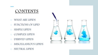 classification of lipids. simple lipids, complex lipids and derived ...
