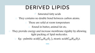 classification of lipids. simple lipids, complex lipids and derived ...