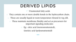 classification of lipids. simple lipids, complex lipids and derived ...