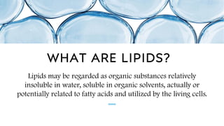 classification of lipids. simple lipids, complex lipids and derived ...