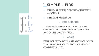 classification of lipids. simple lipids, complex lipids and derived ...
