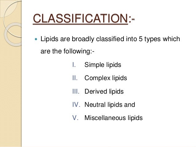 Classification of lipids