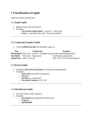 🧪 Classification of Lipids............. | DOCX