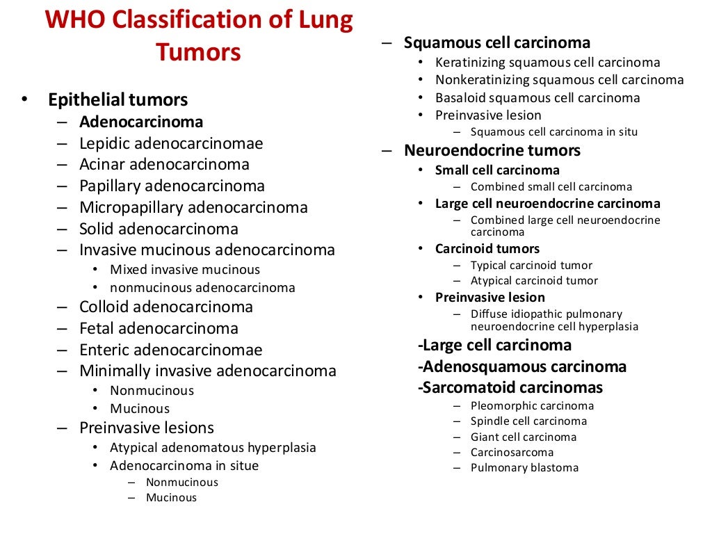 CLASSIFICATION OF LUNG TUMORS