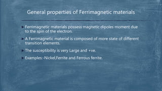 Classification of magnetic materials on the basis of magnetic moment | PPTX