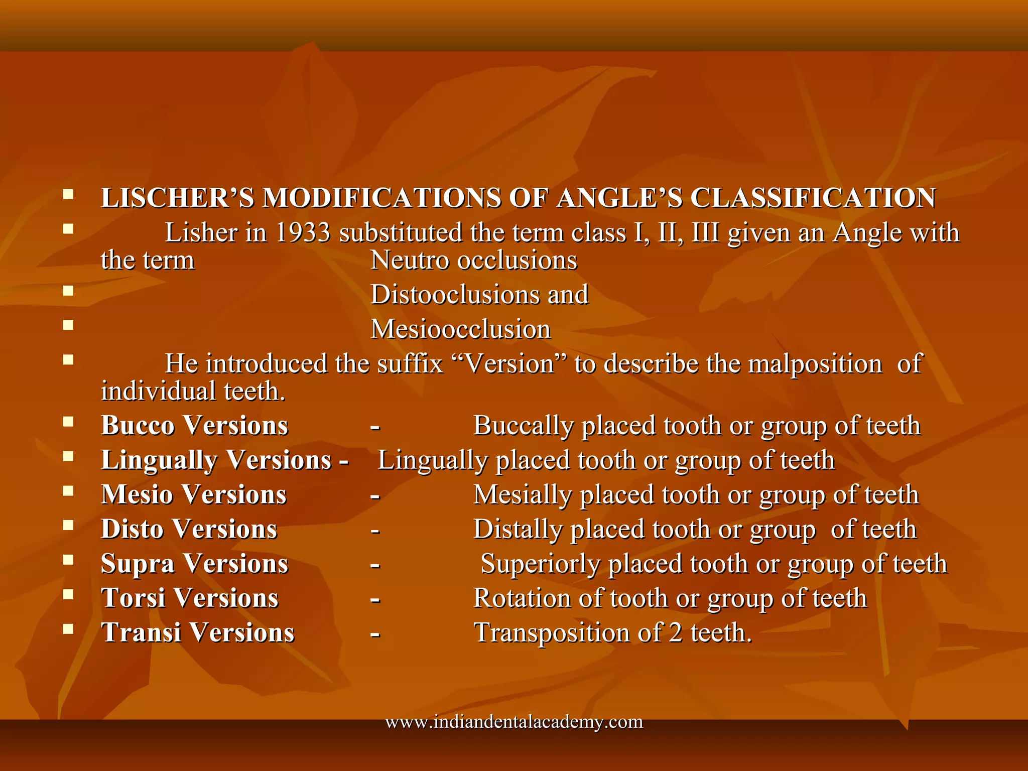 Classification of malocclsion /certified fixed orthodontic courses by ...