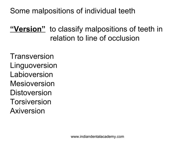 Classification of malocclusion /certified fixed orthodontic courses by ...
