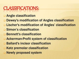 Classification of malocclusion | PPTX