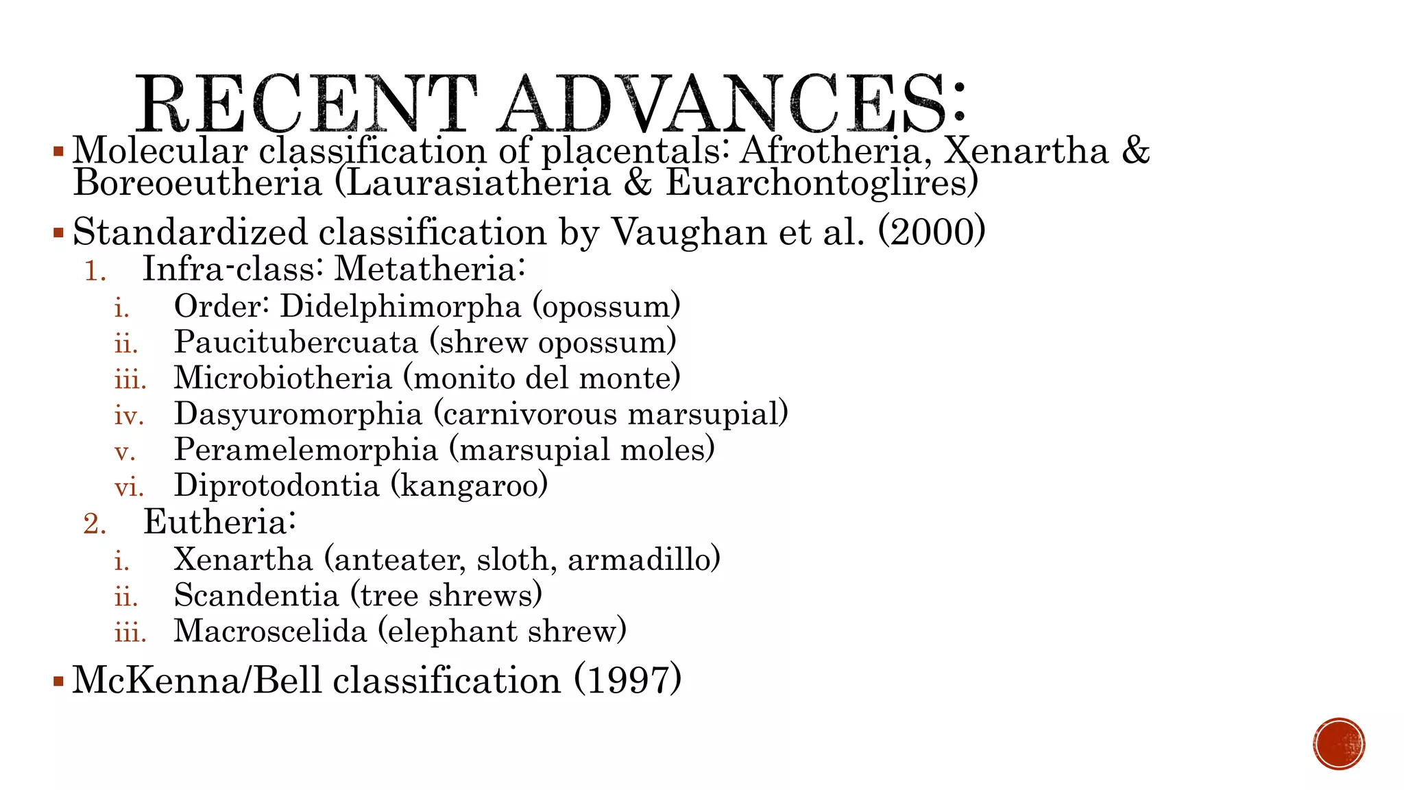 Classification of mammals, M. Sc, Zoology, University of Mumbai. | PPTX