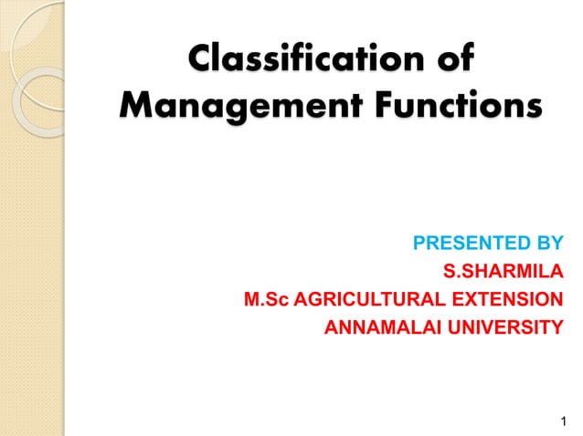 Classification of management functions | PPTX | Human Resources | Business