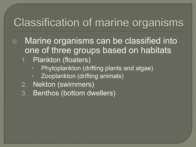 Classification of marine environment ppt | PPTX