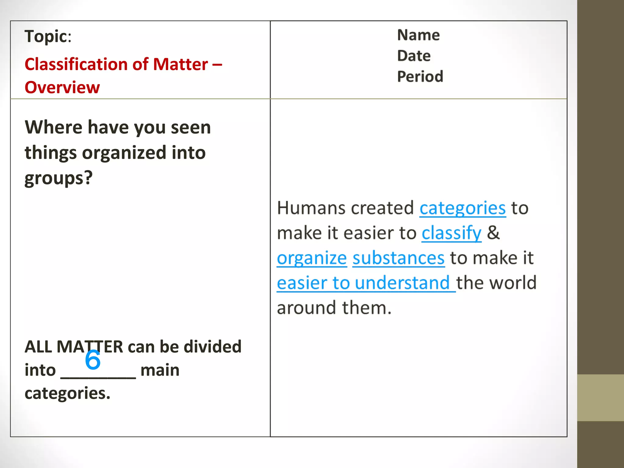 Classification of Matter Overview | PPT