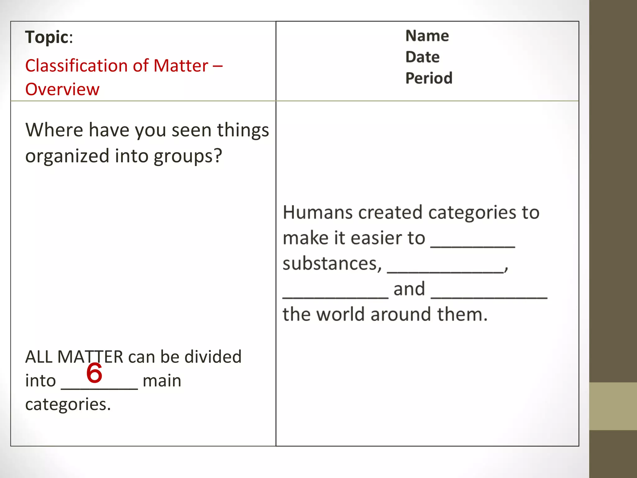 Classification of Matter Overview | PPT