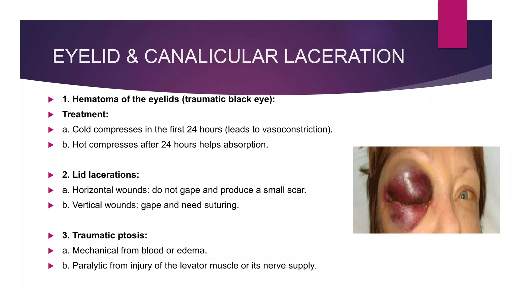 OCULAR TRAUMA - Classification of mechanical injuries, clinical ...