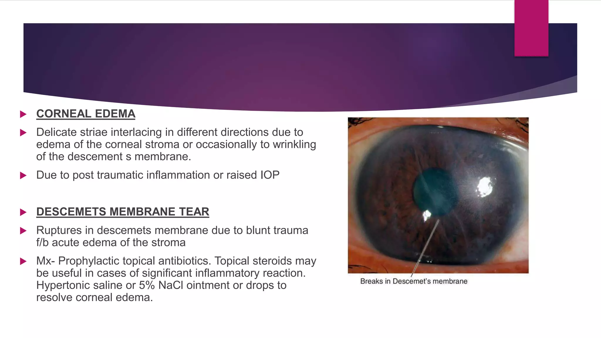 OCULAR TRAUMA - Classification of mechanical injuries, clinical ...