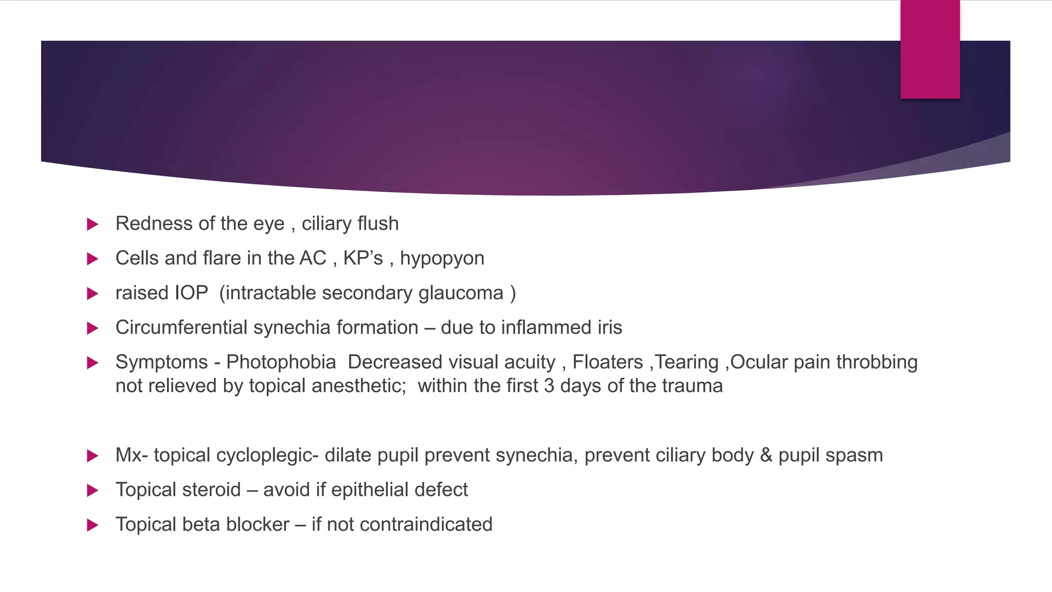 OCULAR TRAUMA - Classification of mechanical injuries, clinical ...